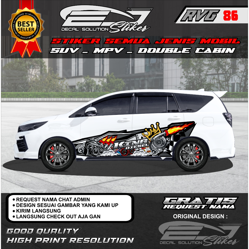 Jual RVG86-STIKER DECALL DESIGN THAILOOK SEMUA MOBIL INNOVA, FORTUNER ...