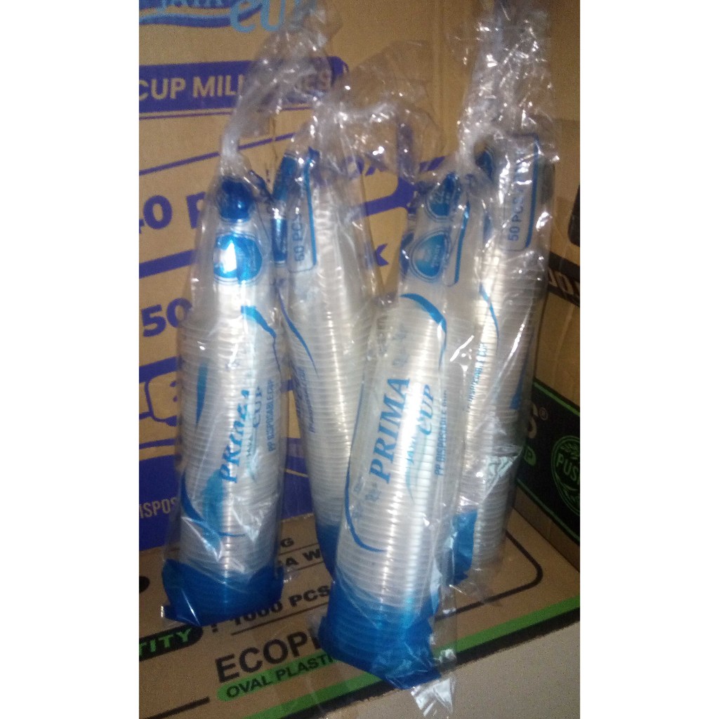 Jual Gelas Plastik Cup Aqua / Cup Kopi high quality 220ml isi 50pcs | Shopee Indonesia