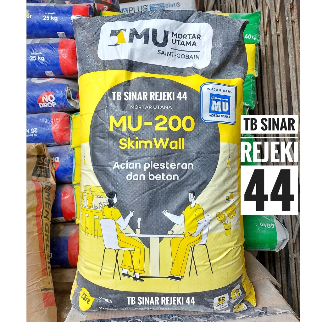 Jual [CARGO] MU 200 Mortar Utama 40 KG Semen Instant SKIMWALL Acian Abu ...