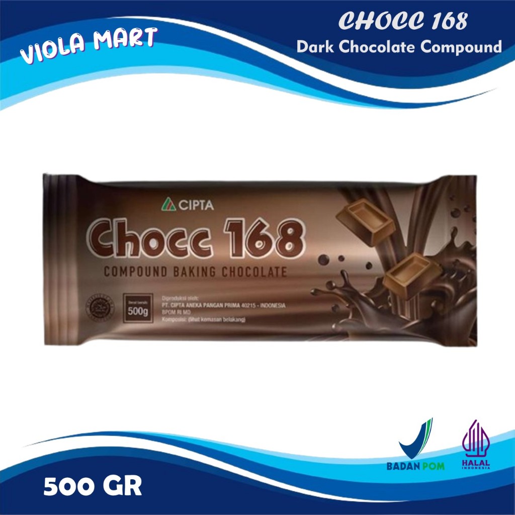 Jual Cokelat Batang CHOCC 168 Kemasan 500gr / Dark Chocolate Compound ...
