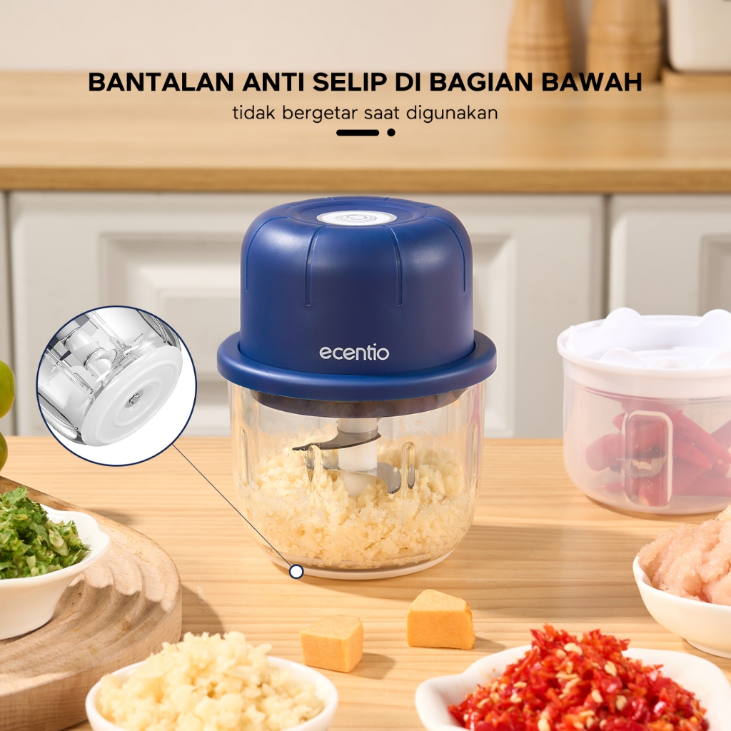 Jual ecentio Kaca Mini Chopper 2in1 Blender Portable 6 pisau+3 pisau ...