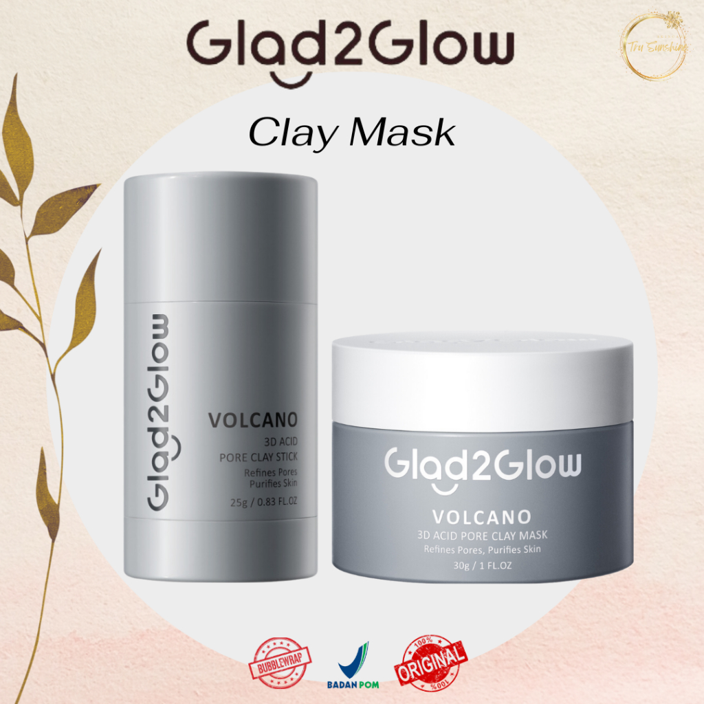 Jual Glad2glow Volcano Clay Mask Stick Jar 30g 25g Masker Komedo Deep Pores Cleansing Mud ...
