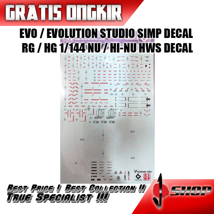 Jual EVO / EVOLUTION STUDIO SIMP DECAL - RG / HG 1/144 NU / HI-NU HWS DECAL DCL6 | Shopee Indonesia