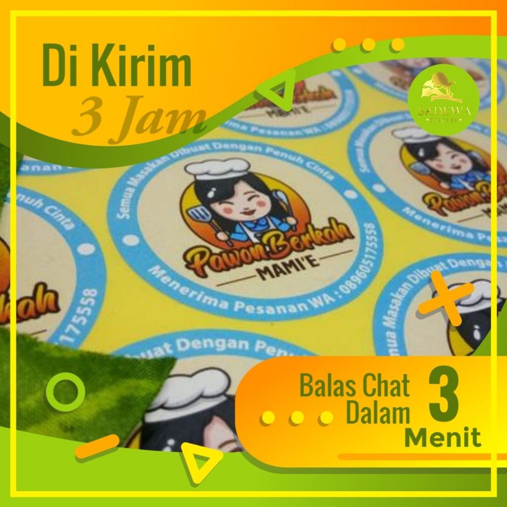 Jual SBC 2-7 Cetak Stiker Logo Olshop Custom Sticker Label Makanan Nasi ...