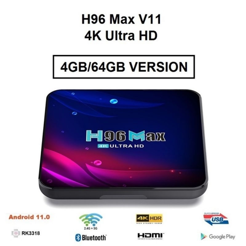 Jual Tv Box Android H96 MAX V11 RAM 4GB ROM 32/64GB | STB Android 10.0 ...