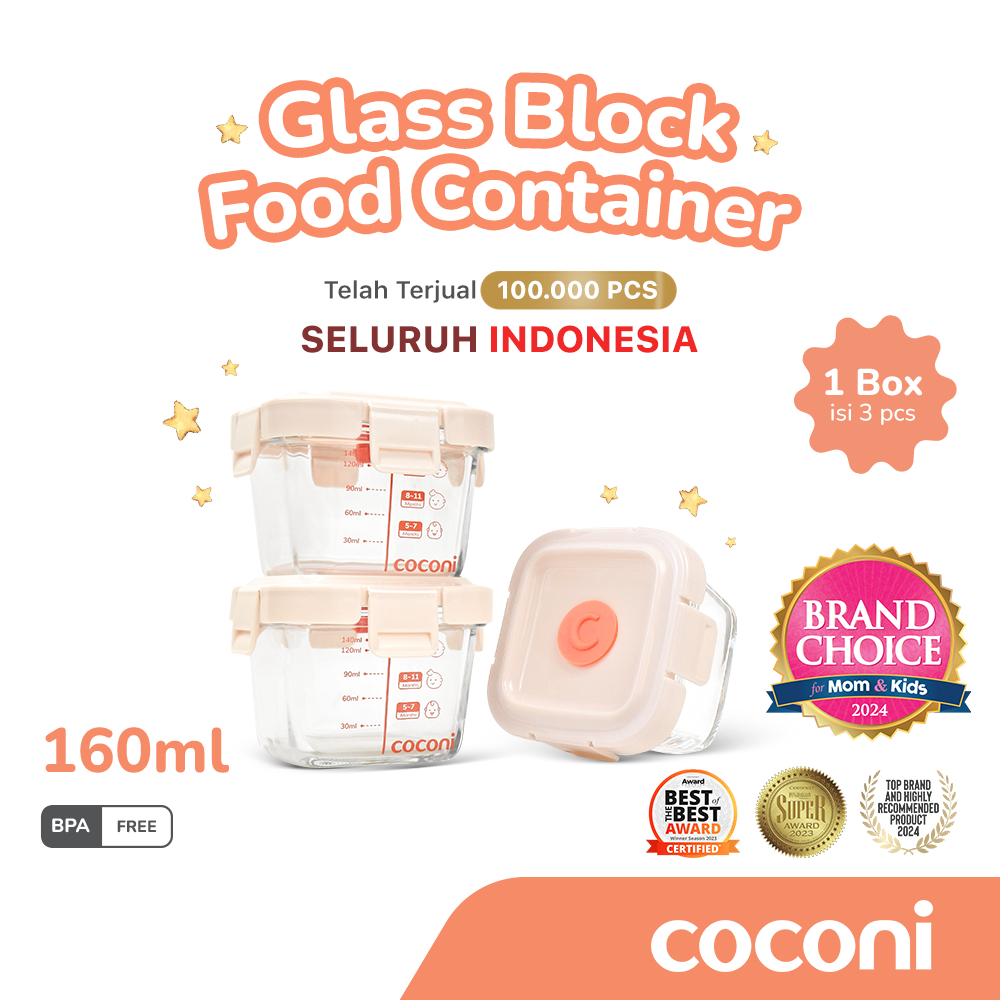 Jual COCONI Baby Food Glass Container 3 Pcs x 160ml | Wadah Penyimpanan ...