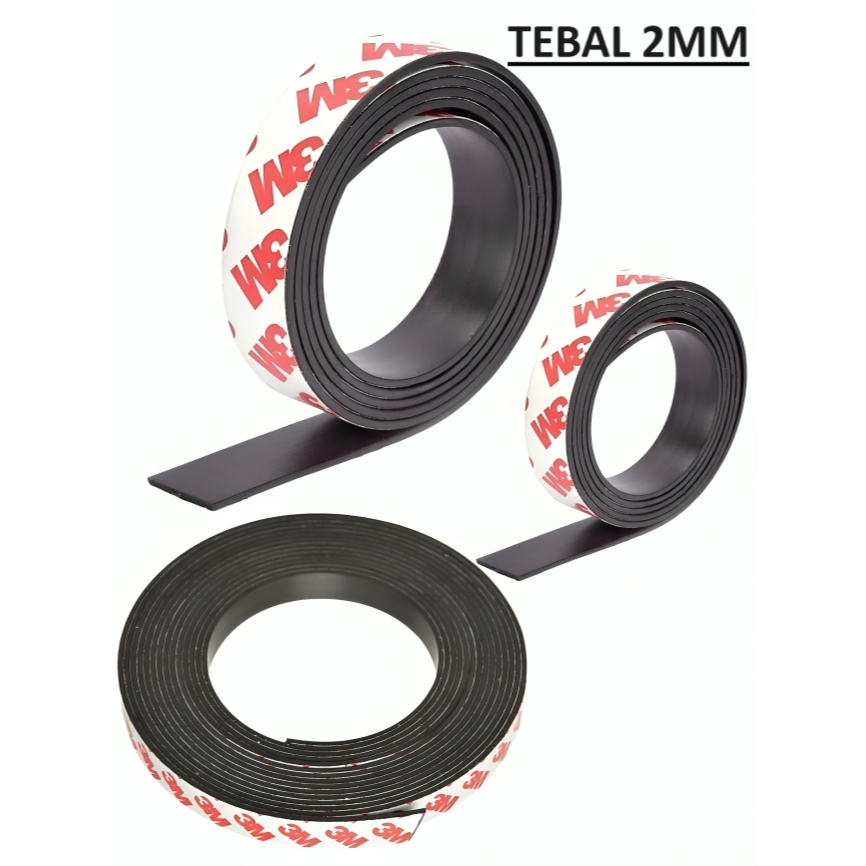 Jual Magnet Strip lembaran tape 3M lebar 1.5 x 2 mm Double Tape Magnet Flexible Rubber Lembaran ...