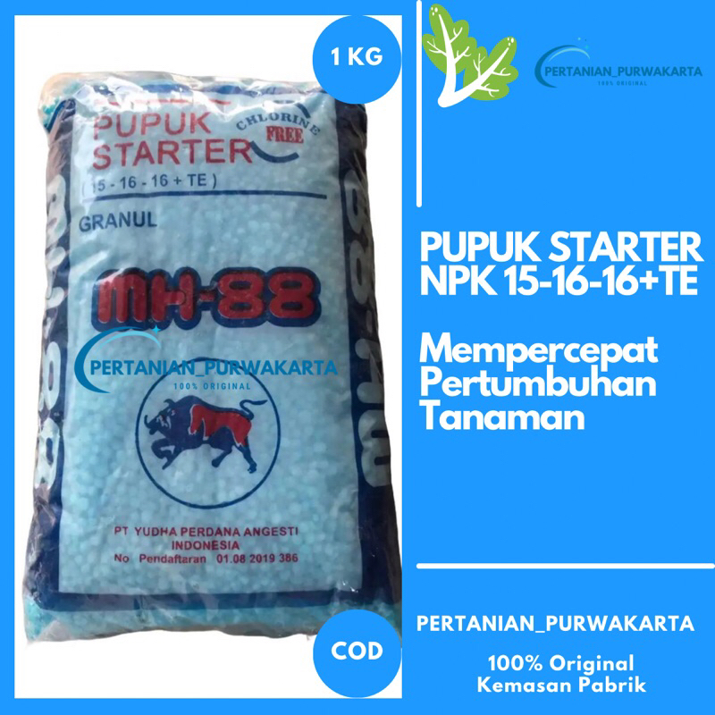 Jual PUPUK STARTER NPK 15-16-16 TE MH-88 1 KG KEPALA SAPI | Shopee ...