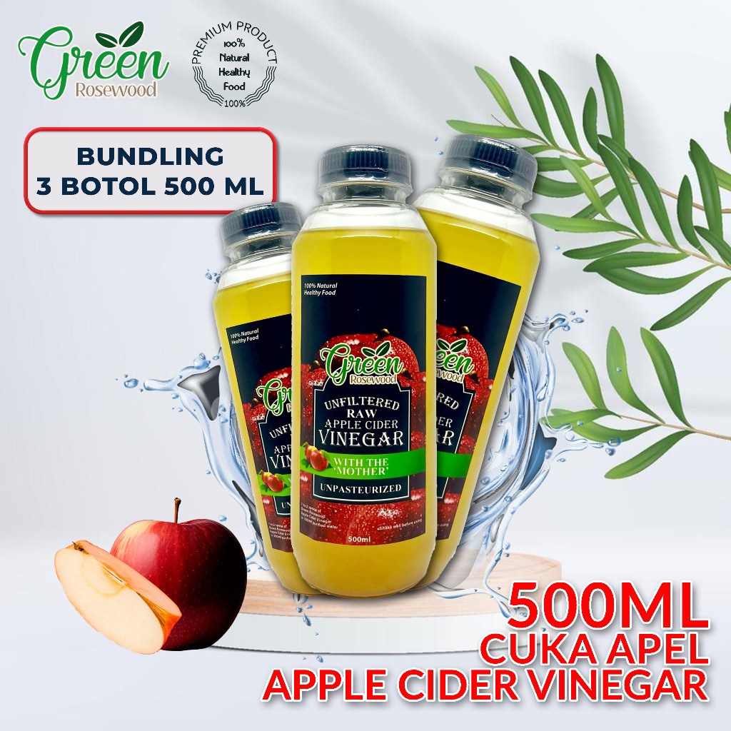 Jual (BUNDLING 3 BOTOL) CUKA APEL PREMIUM WITH MOTHER 500 ML - APPLE ...