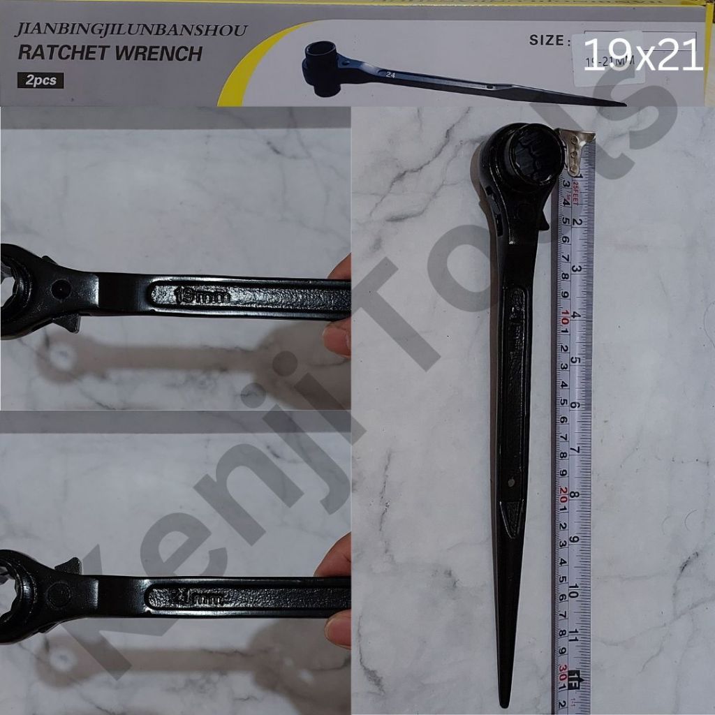 Jual Kunci Ring Rachet Scaffolding 2 Arah 19x21 MM Double Ratchet ...
