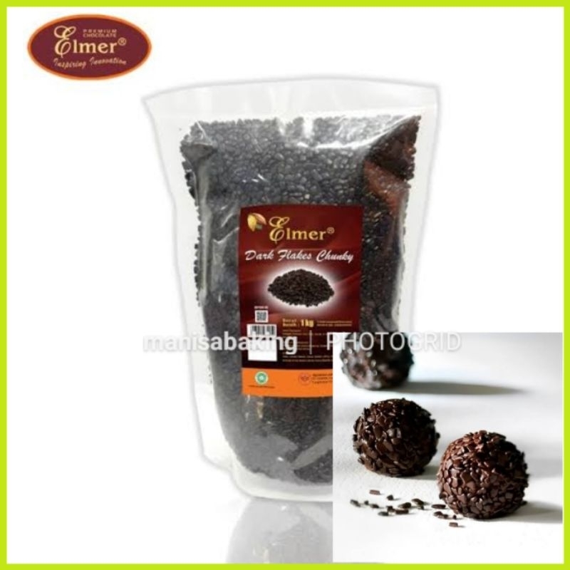 Jual ELMER DARK FLAKES CHUNKY 250 GRAM TOPPING TABUR SERPIHAN COKLAT ...