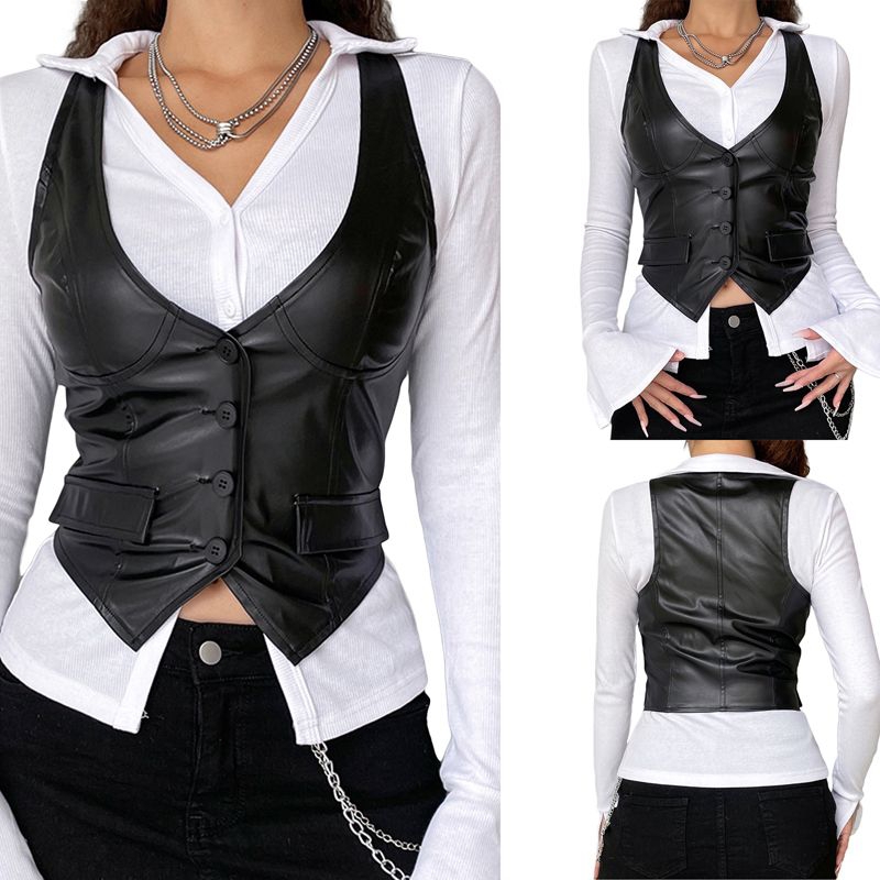 Jual Mupaoldshop rompi kulit wanita / vest Leather / rompi kulit wanita ...