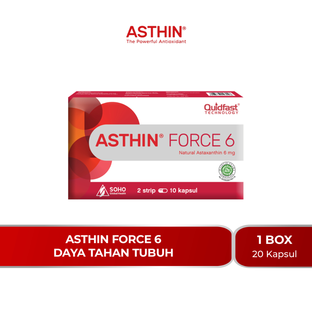 Jual Asthin Force 6 Suplemen Antioksidan + Healthy Skin isi 2 Strip @10 ...