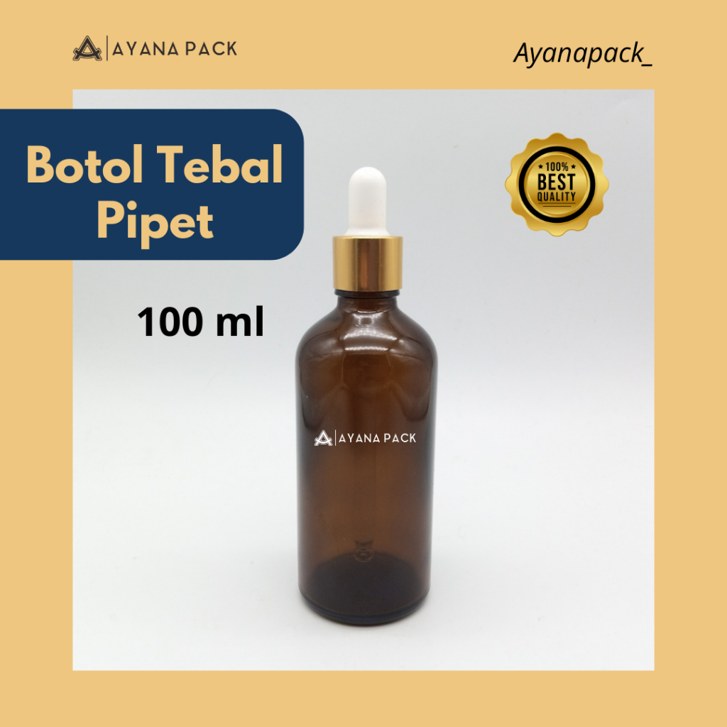 Jual Botol Pipet Serum Tebal Coklat 100ml Gold Hitam / Putih / Botol ...