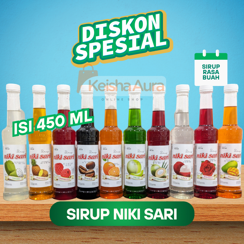 Jual Sirup NIKI SARI Kemasan Botol Plastik isi 450 ml Halal Rasa Buah ...