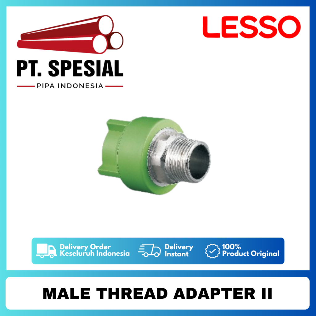 Jual Sock Drat Luar PPR Lesso DN63" × 2" / SDL PPR Lesso / Male Thread ...