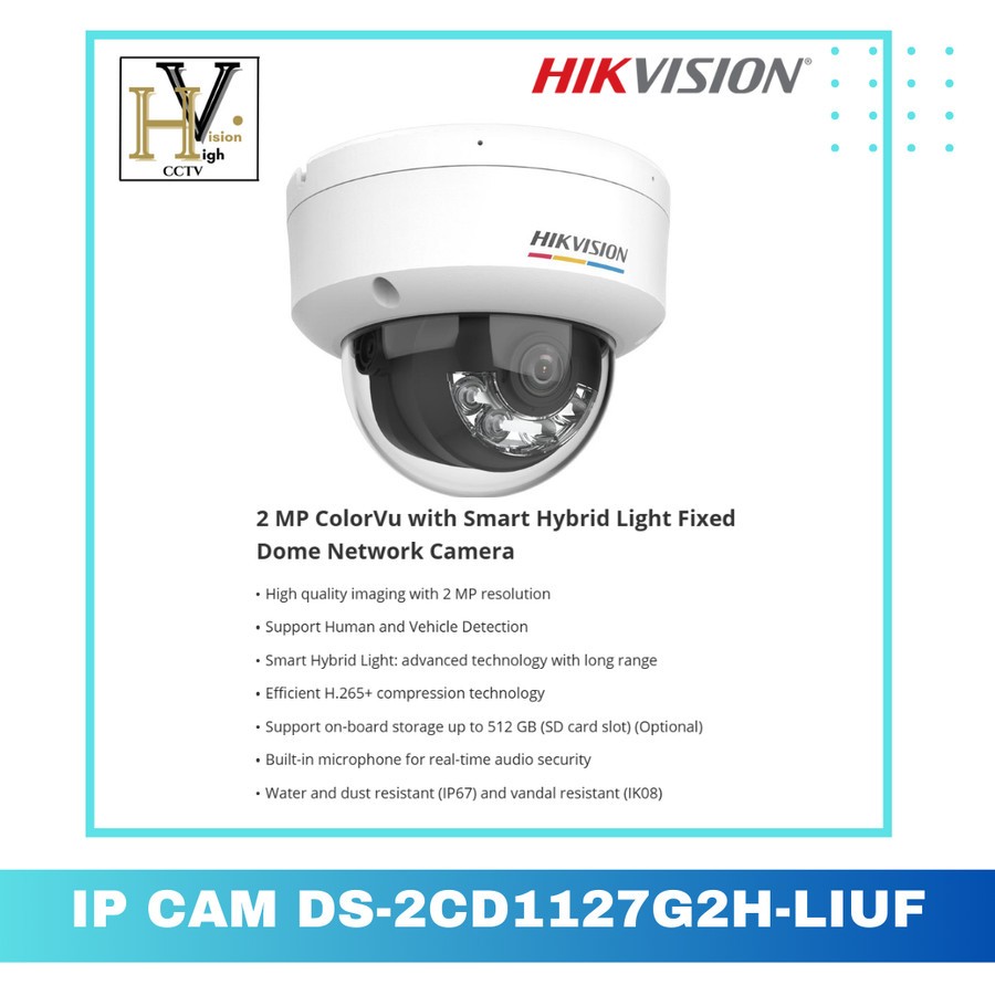 Jual IP CAMERA HIKVISION 2MP DS-2CD1127G2H-LIUF ColorVu with Smart Hybrid Light Fixed Dome ...