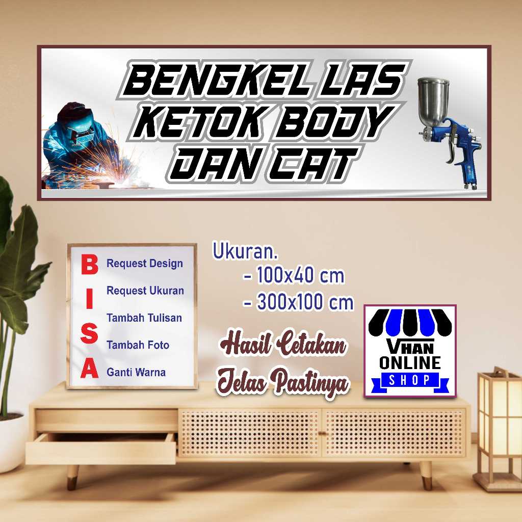 Jual Custom Banner MMT Spanduk Bengkel Las dan Ketok Magic | Shopee ...