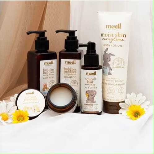 Jual Moell Hair Lotion 100ml/Body Lotion 185g/Body Wash 185g/Sunscreen ...