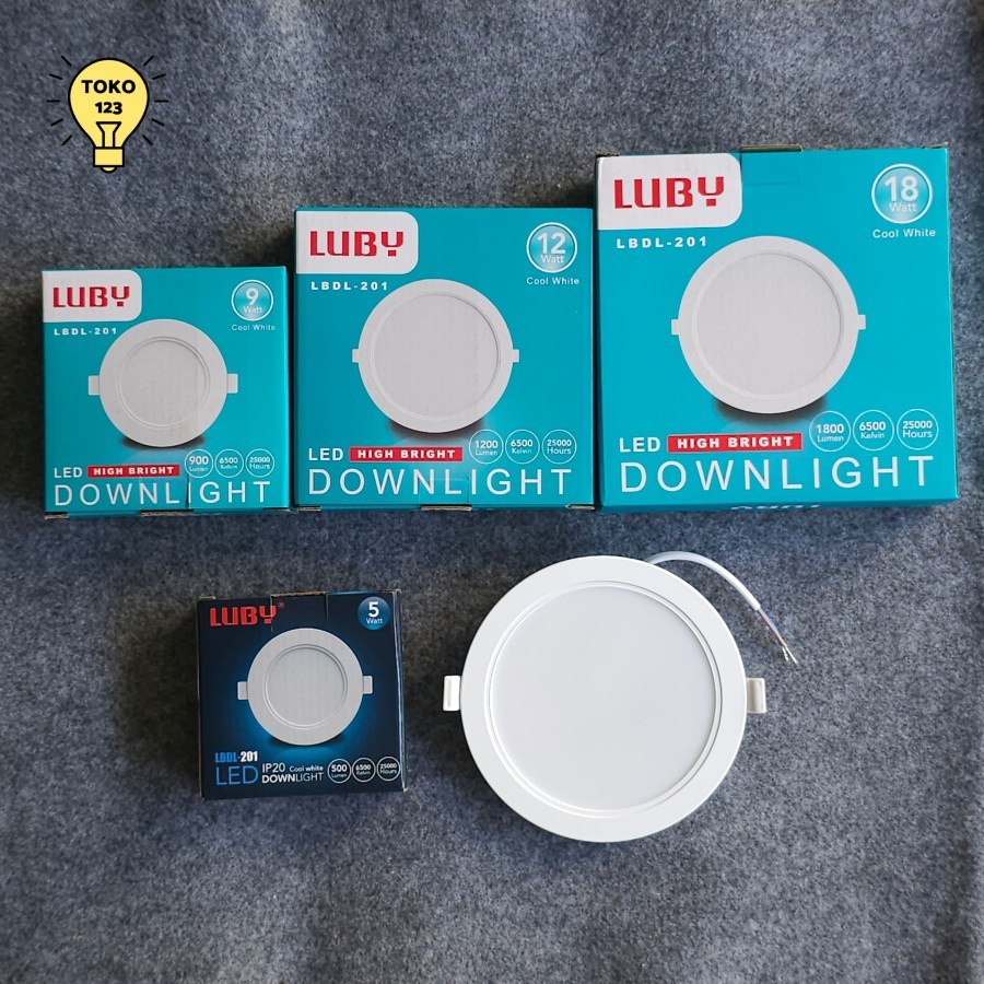 Jual Lampu Downlight LED Inbow Bulat Cahaya Putih 5W 9W 12W 18W 24W LUBY LBDL-201 LED IP20 Cool ...