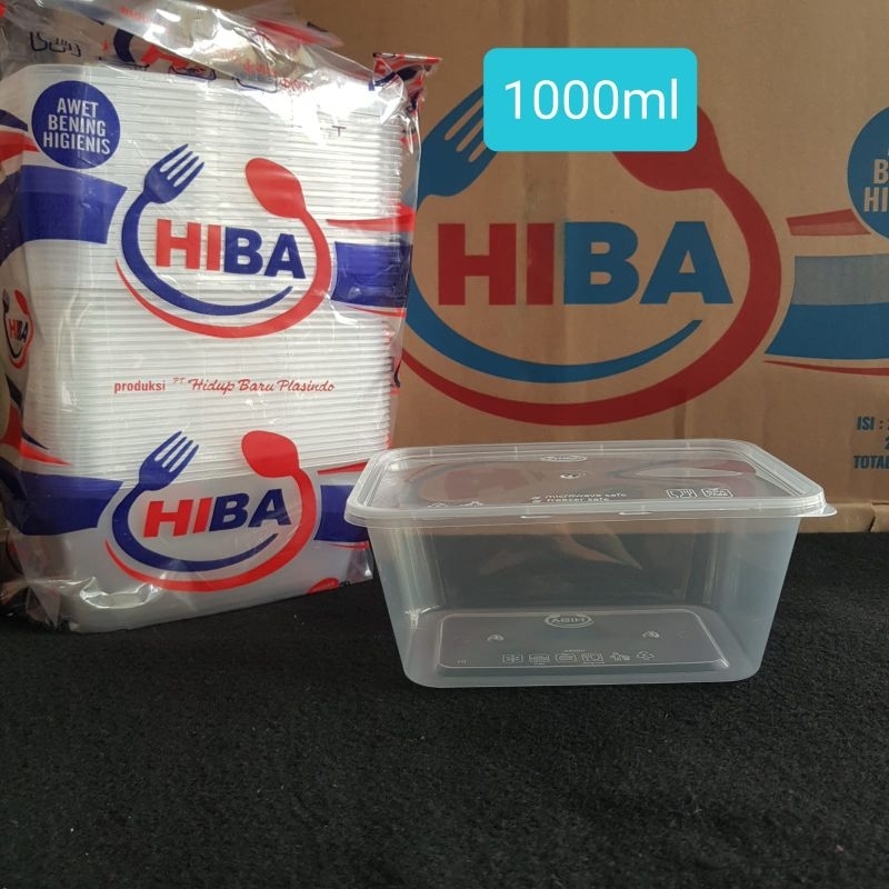 Jual 25pcs Thinwall Rectangle HIBA 500ml 650ml 750ml 1000ml +Tutup Bening / Kotak Makan Plastik ...