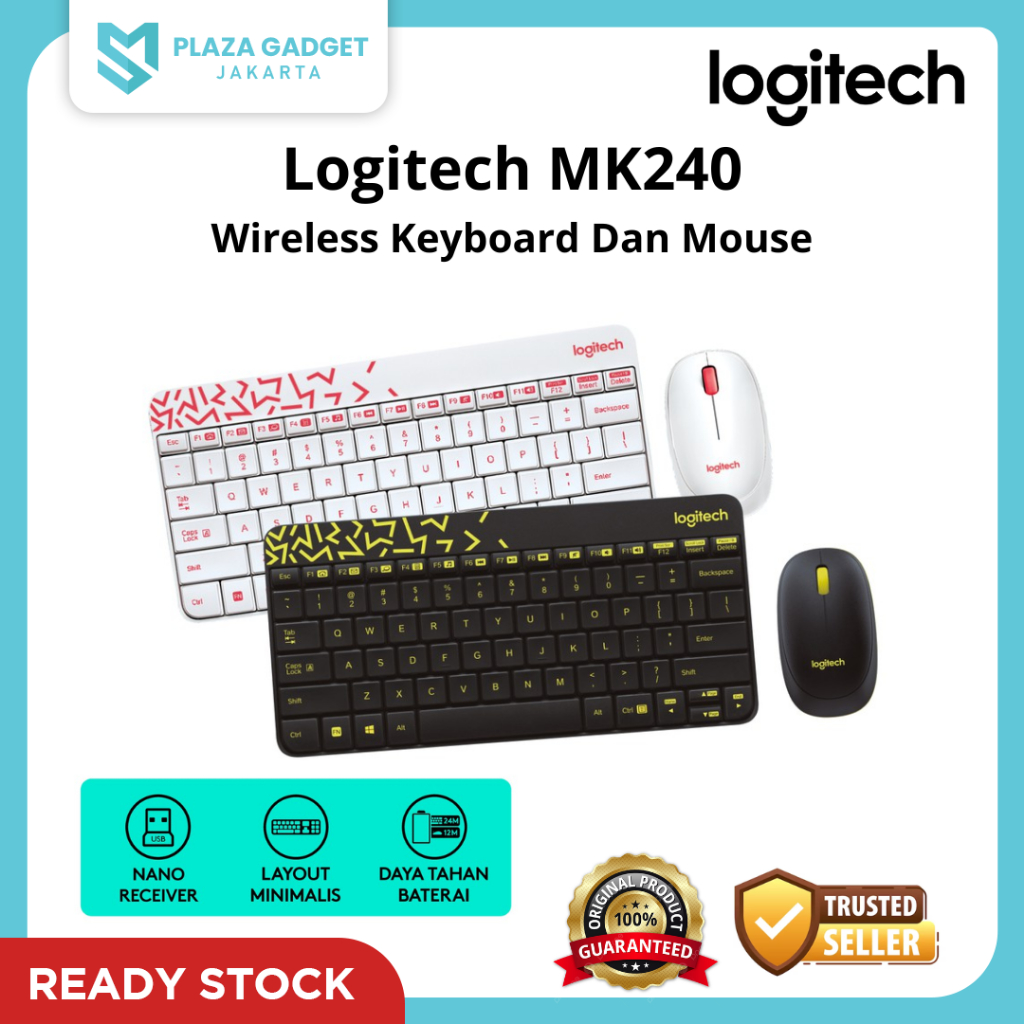 Jual Logitech Wireless Mouse Keyboard MK240 Paket Combo / MK 240 nano ...