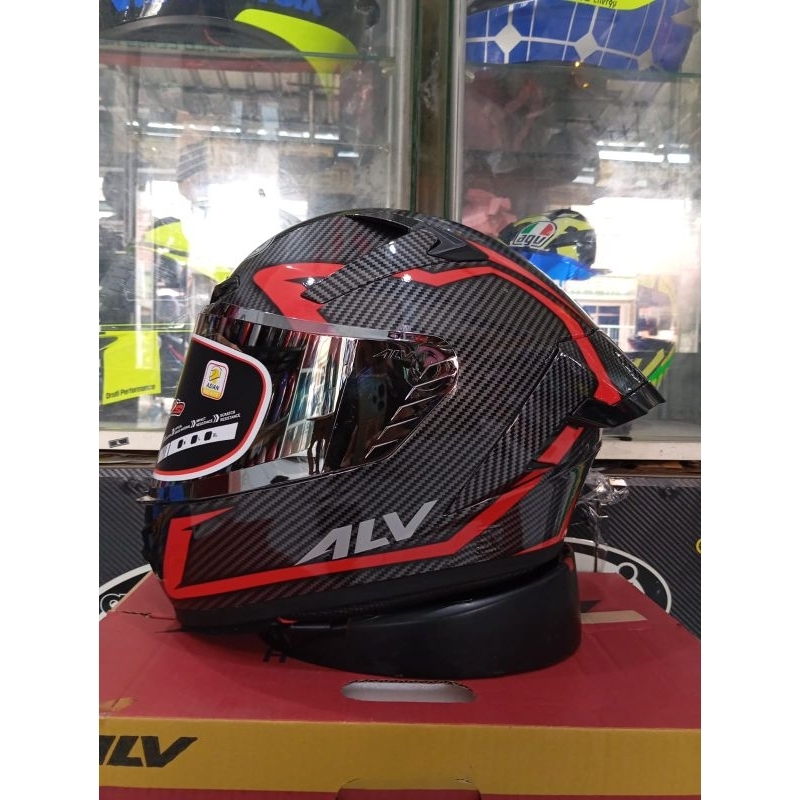 Jual HELM ALV GENESIS MOTIF NEW CARBON BLACK GLOSY FULL FACE SINGLE ...