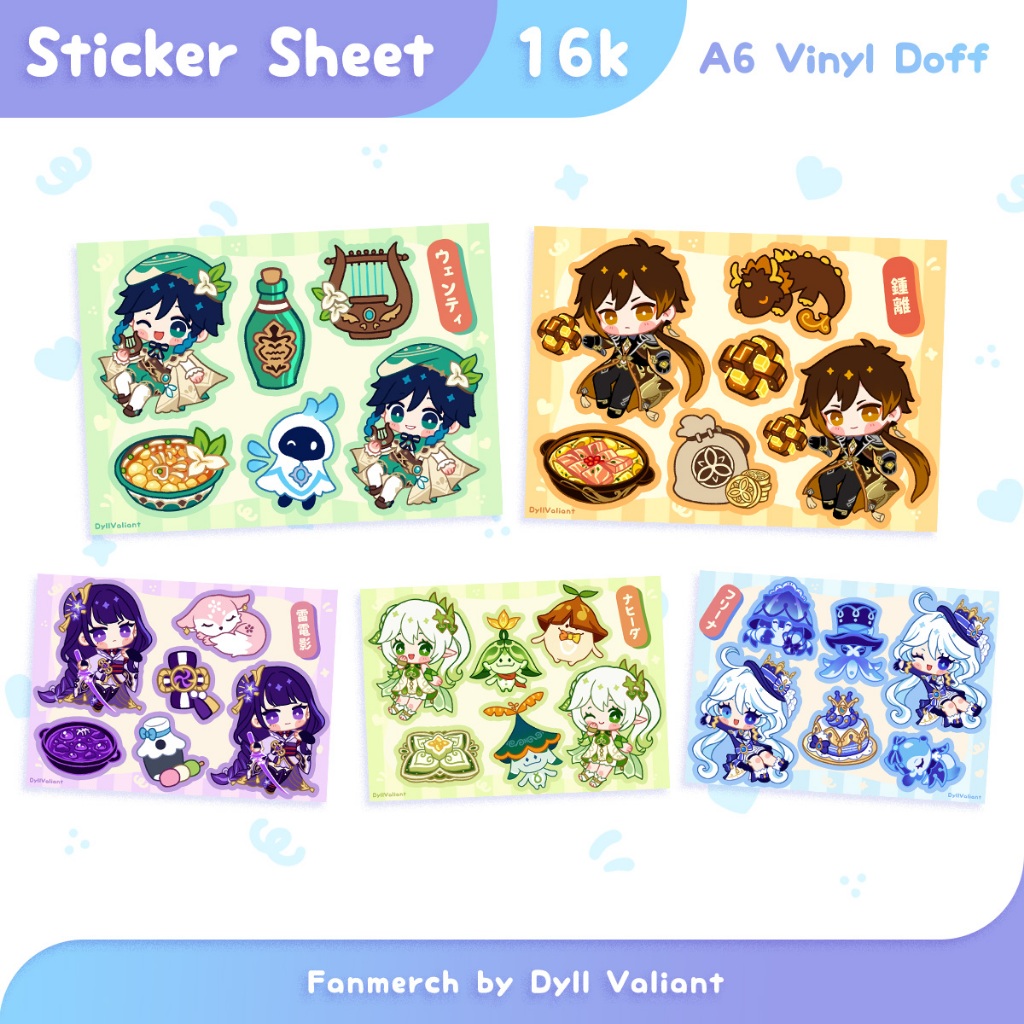Jual Sticker Kiss Cut A6 Archon Genshin Impact (Venti, Zhongli, Raiden ...