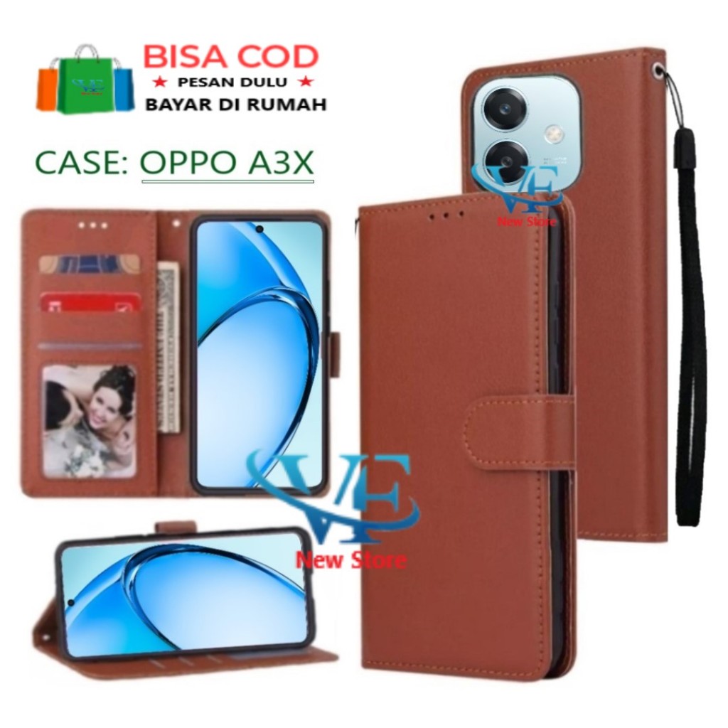 Jual FLIP CASE OPPO A3X FLIP DOMPET CASING HP, FLIP WALLET LEATHER ...