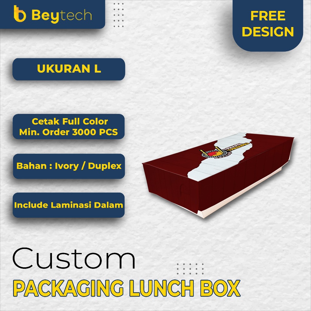 Jual Cetak Paper Lunch Custom Print Box Size L Food Grade Full Print ...