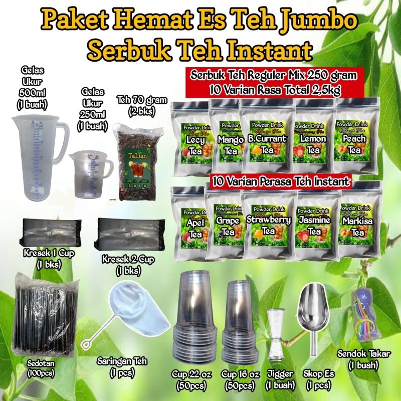 Jual Paket Usaha Jualan Es Teh Jumbo Kemasan Gelas Cup Bahan Bubuk ...