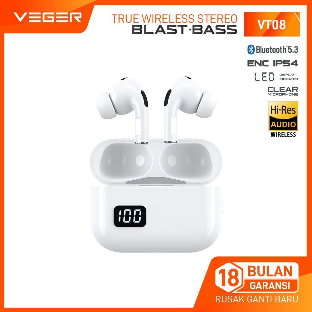 Jual VEGER VT08 Earphone TWS True Wireless Stereo Bluetooth 5.3 Mini ...