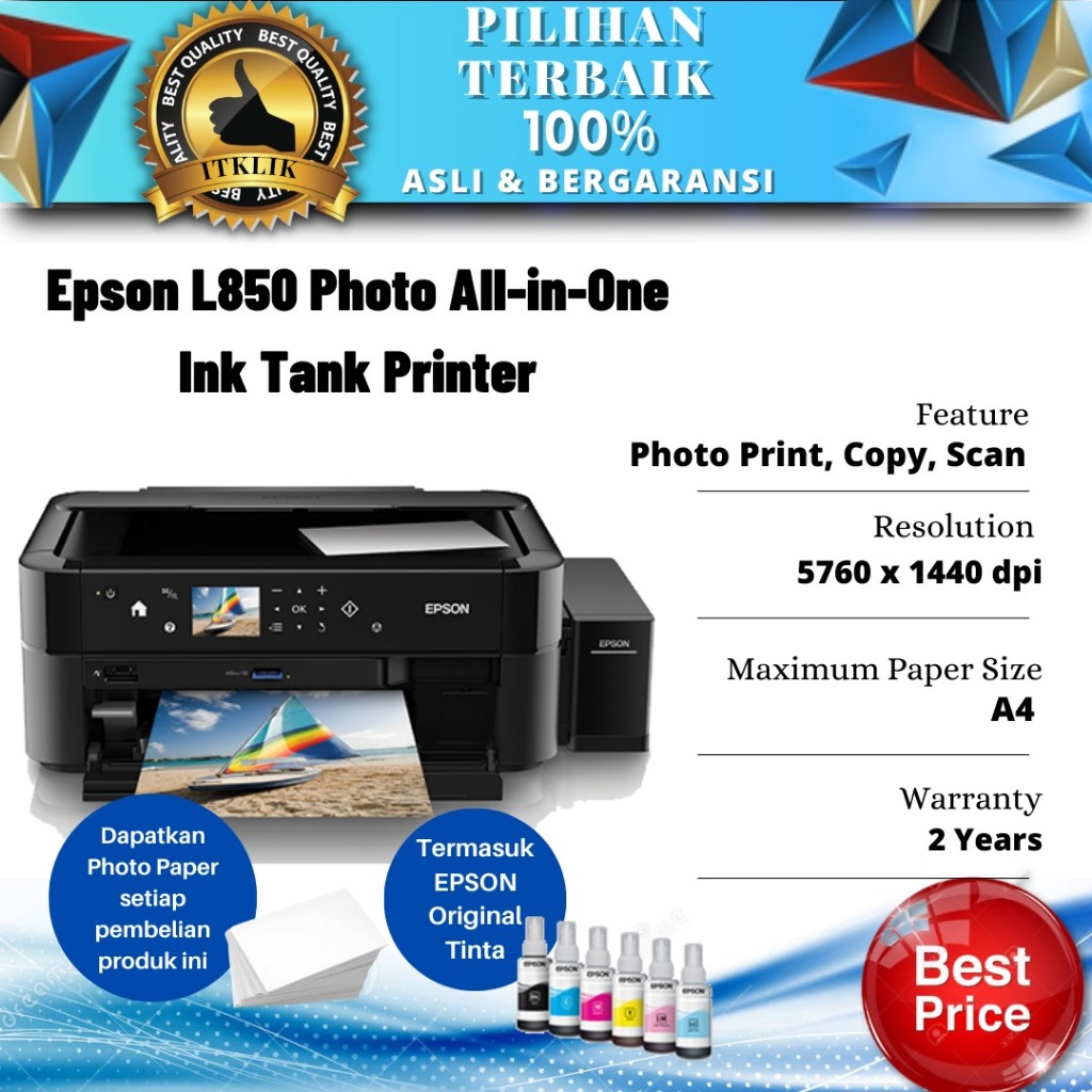 Jual Printer Epson L850 Photo All-in-One Ink Tank Printer | Shopee ...