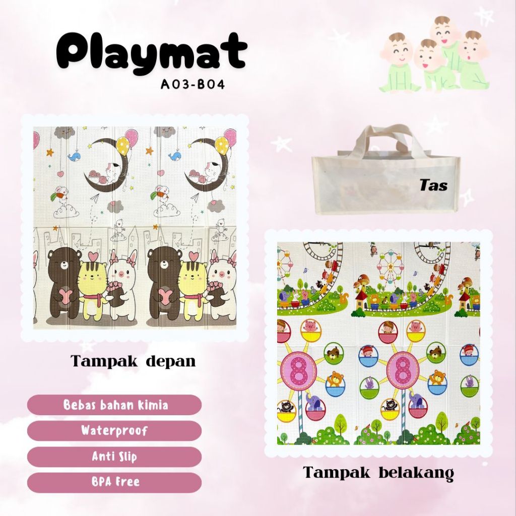 Jual Playmat Matras Baby Premium | Kasur Tikar Lipat Foam Anak Bayi ...