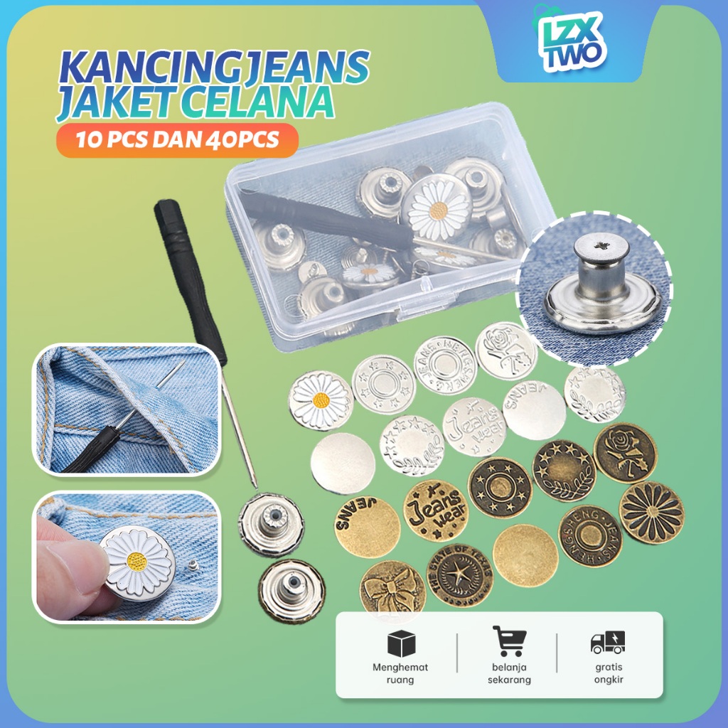 Jual [1 Set] Set Kancing Berbagai Gaya Pakaian Kain Tidak Perlu Jahit ...