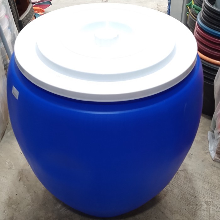 Jual Gentong Air Besar 120 Liter BIRU / Tong Air Tutup Plastik Putih ...