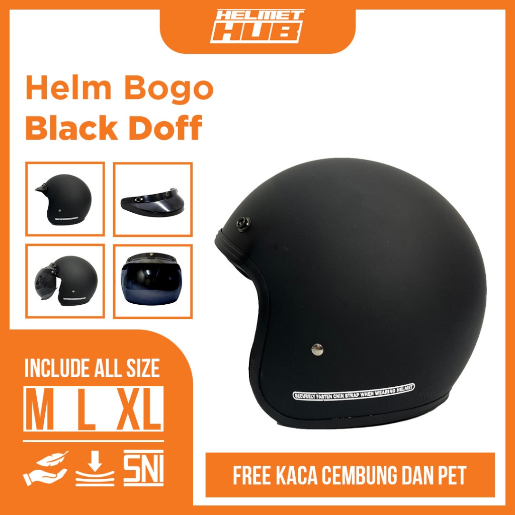 Jual HELM BOGO Hitam Doff | ORIGINAL GRATIS ONGKIR | Shopee Indonesia