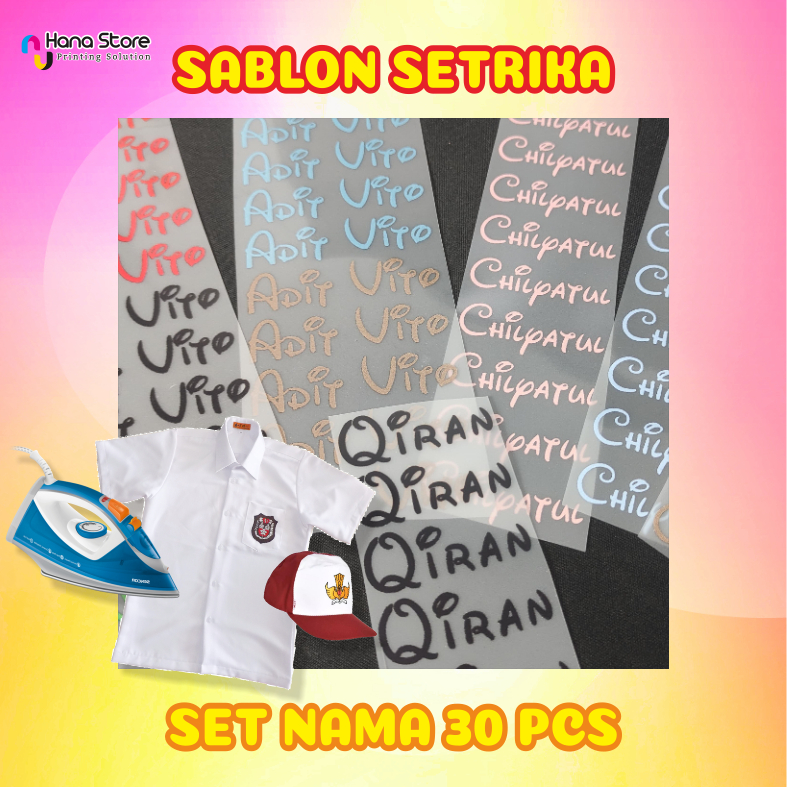 Jual Sablon Setrika (isi 30 pcs) Stiker Label Nama Anak Stiker label ...