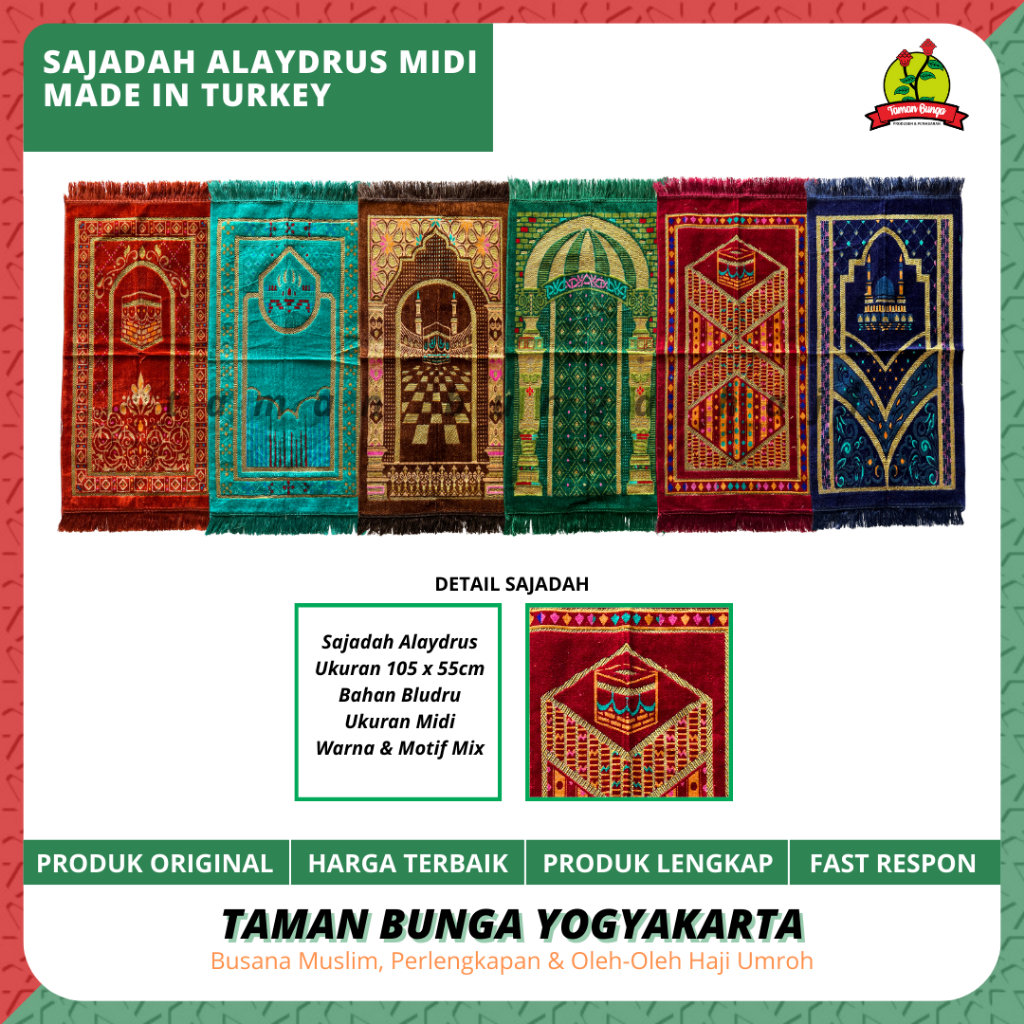 Jual SAJADAH MIDI ALAYDRUS MADE IN TURKEY 105CM X 55CM | Shopee Indonesia