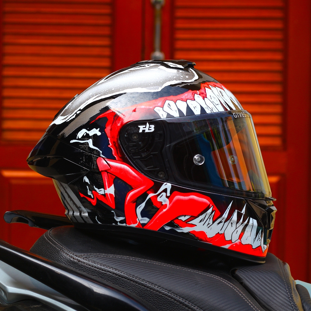 Jual NHK HELM MARK-1 CUSTOM MOTIF | VENOM | SINGLE VISOR | Shopee Indonesia