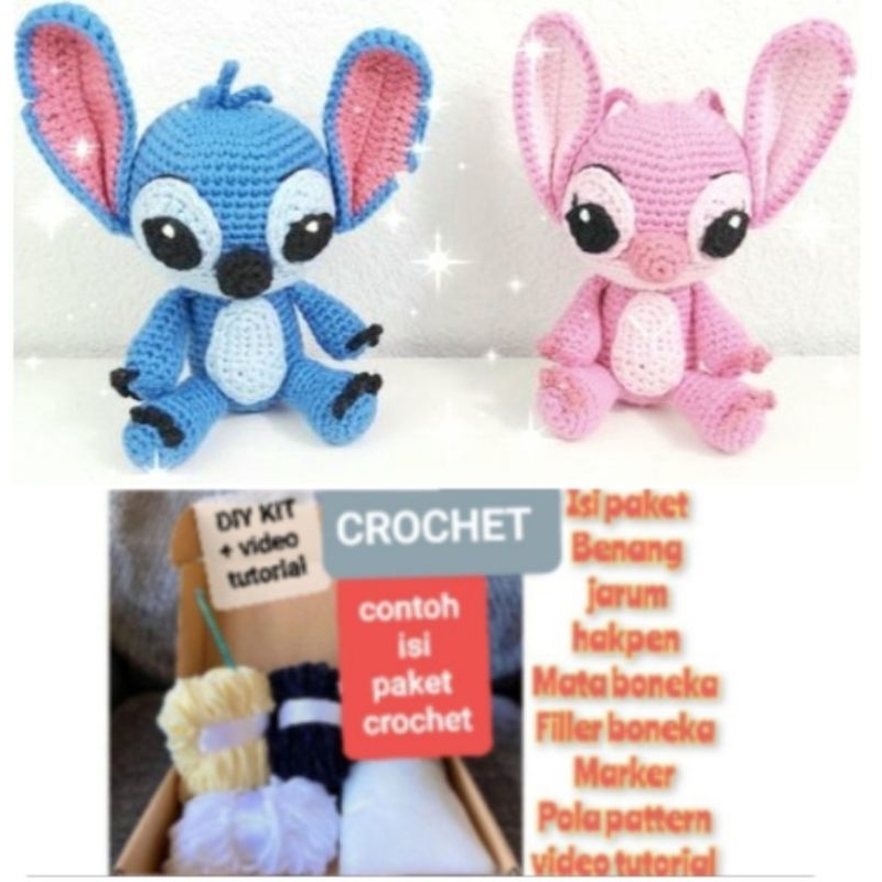 Jual DIY CROCHET KIT LILO STITCH AMIGURUMI PAKET MERAJUT PEMULA + VIDEO ...