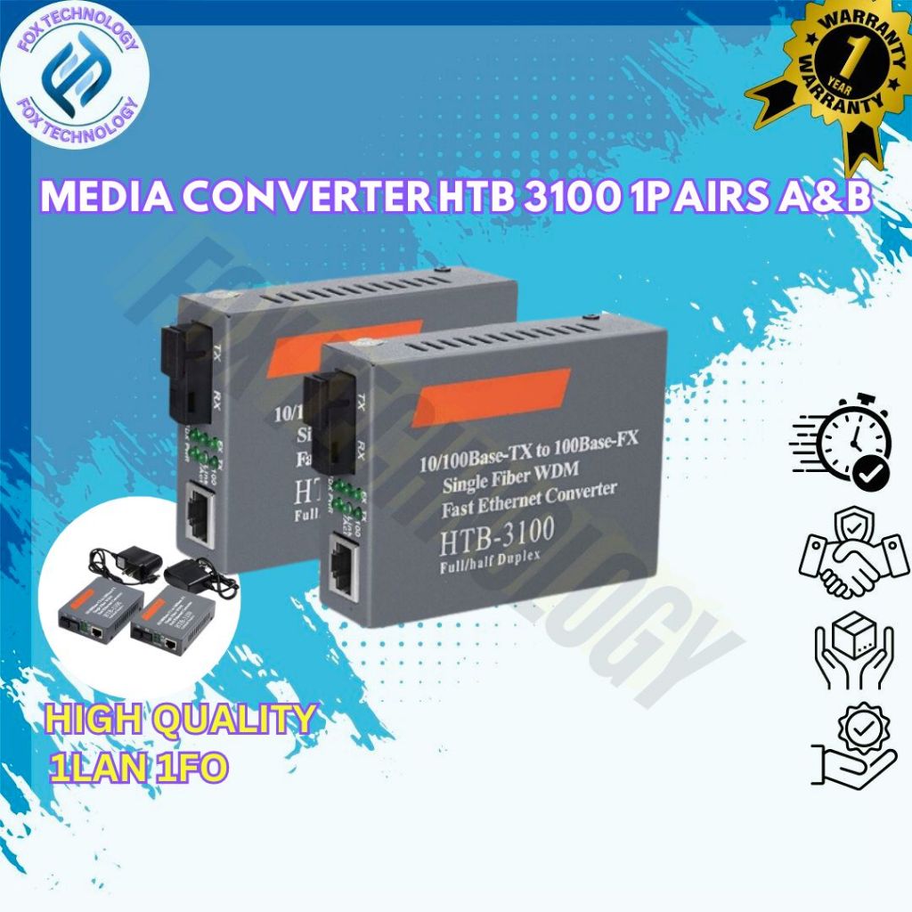 Jual HTB-3100 Media Konverter Fiber Optik to RJ45 - Netlink Media Converter A+B FO 10/100Mbps ...