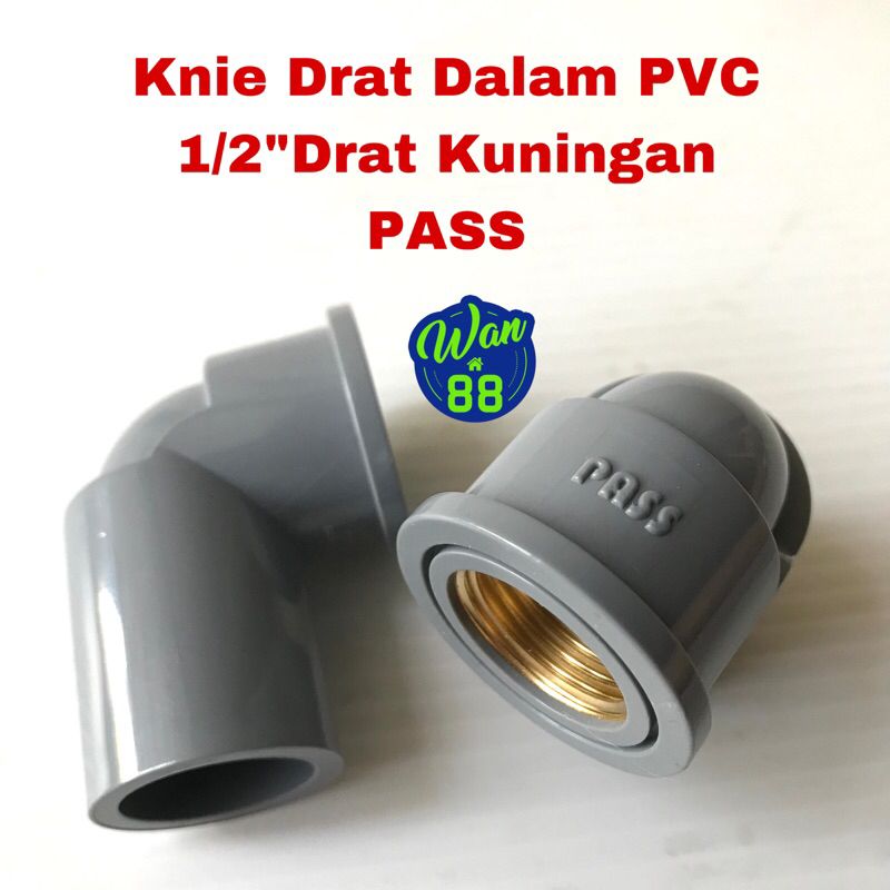 Jual Knie Drat Dalam PVC 1/2” Drat Kuningan PASS | Shopee Indonesia