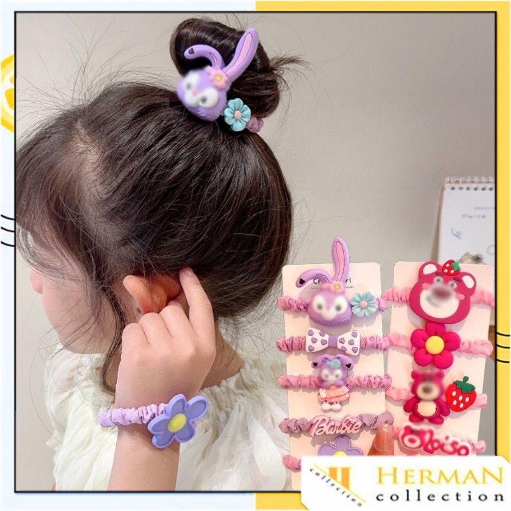 Jual HC Ikat Rambut Scrunchie Karakter Kartun Lucu 5in1 Kunciran Anak ...