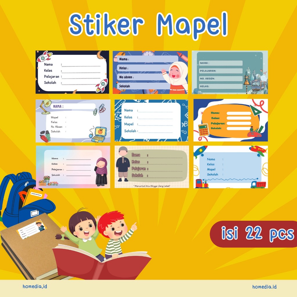 Jual isi 22 Stiker Mapel Label Buku Pelajaran Sekolah Stiker mata ...