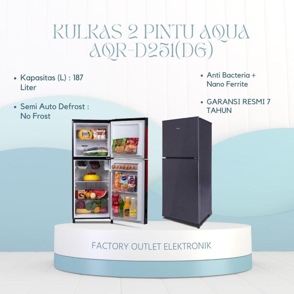 Jual KULKAS 2 PINTU AQUA AQR-D251(DG) | Shopee Indonesia