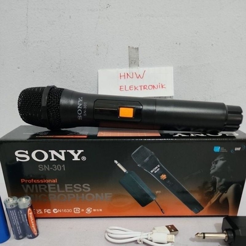 Jual mic wireless microphone Sony 301 murah isi 1 baterai AA | Shopee ...