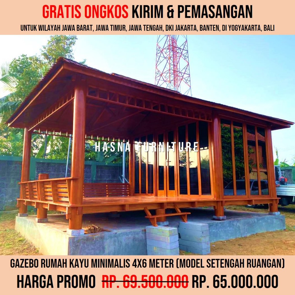 Jual Gazebo Unik Minimalis Dari Kayu Ukuran 4x6 Meter Atap Sirap Ulin ...