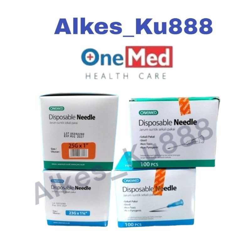 Jual DISPOSABLE NEEDLE 18, 23, 25 ,26 DAN 27G ONEMED 1 BOX | Shopee ...