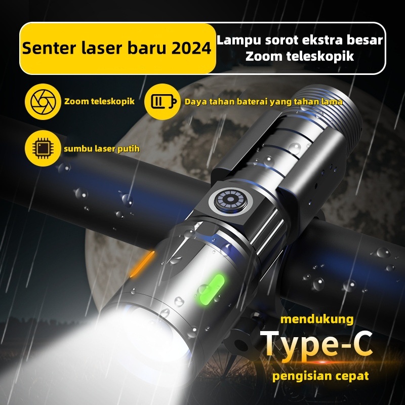 Jual Anbolt Senter terang laser putih baru 2024 Senter Zoom Patroli ...